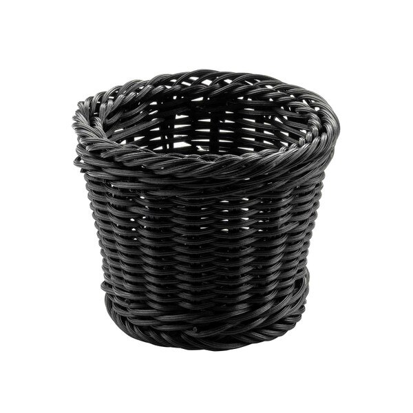 14 cm Round Tall Black Handwoven Basket