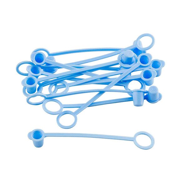 Sani-Cap™ Tethered Cap, Light Blue, Pack of